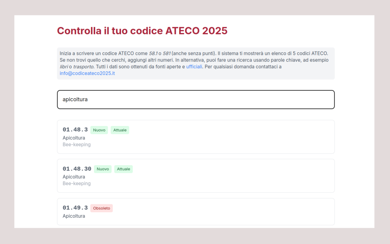 Codice ATECO 2025 - Trova il Tuo Codice ATECO